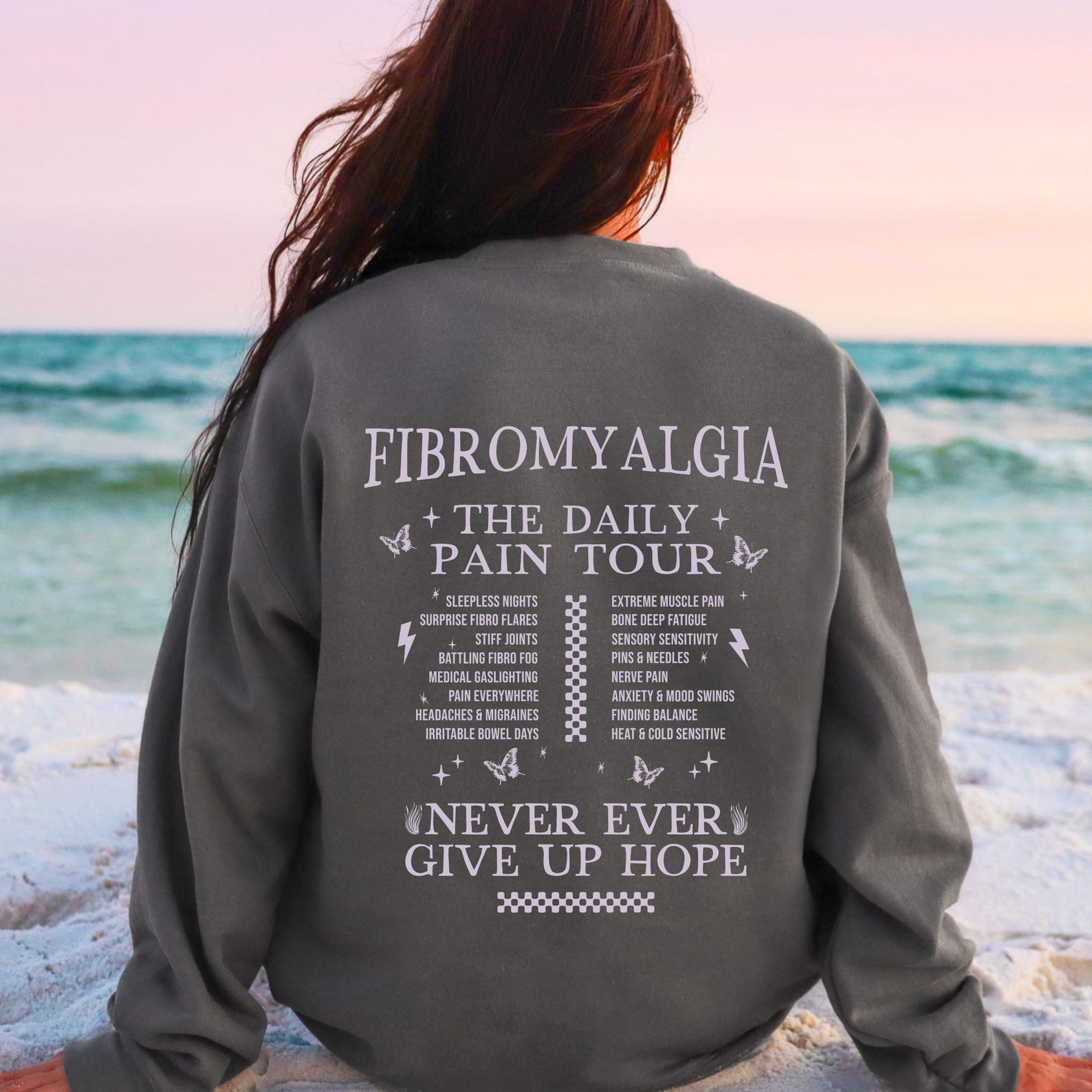 Everything Hurts Fibromyalgia Chronic Pain Tour Sweatshirt Fibro ...