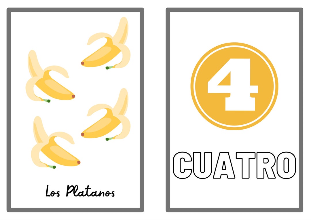 Number Flashcards in Spanish-fruit - Etsy
