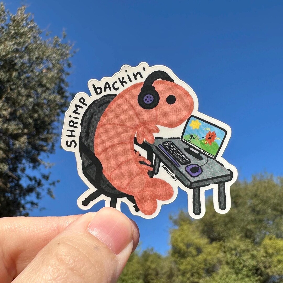 Shrimp Backin' Gamer | Weatherproof Sticker - Etsy
