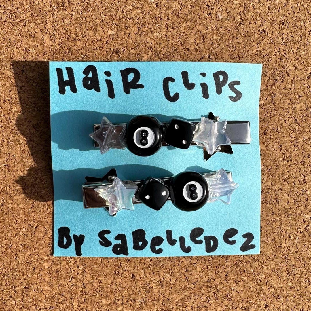 8 Ball Hair Clips | Handmade - Etsy