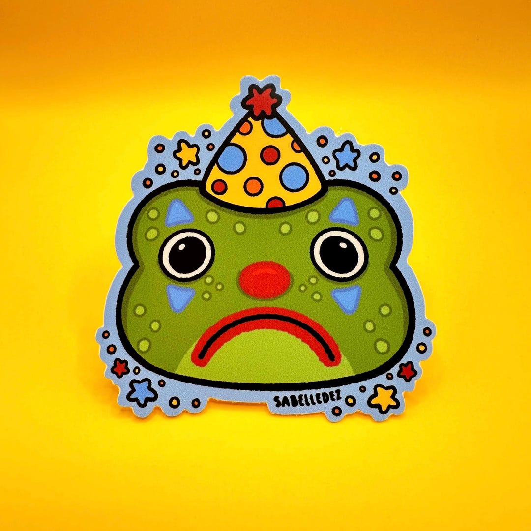Frog the Fool Clown Weatherproof Sticker - Etsy