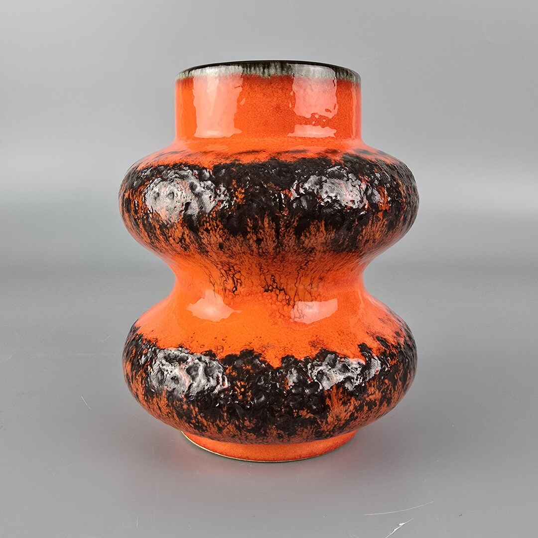 Vintage West German Fat Lava Vase. SPARA, Form Number. Orange and Black ...