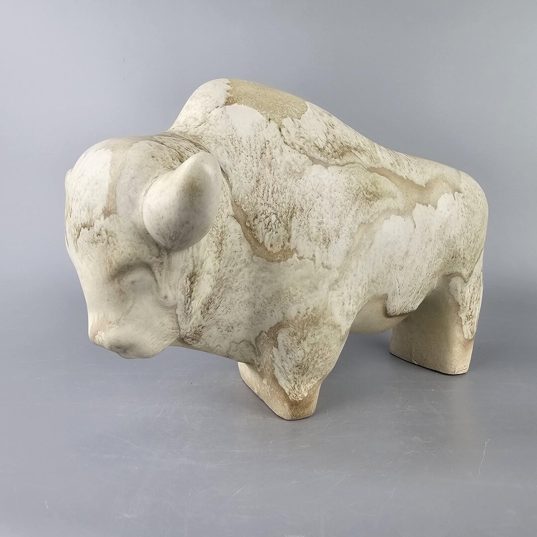 Vintage West German Fat Lava Bull Made by Ruscha. Colors: Beige and ...