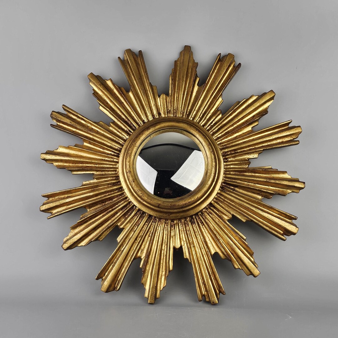 Vintage Gold-colored Round Sun Mirror "sun Mirror". Mirror Made of ...