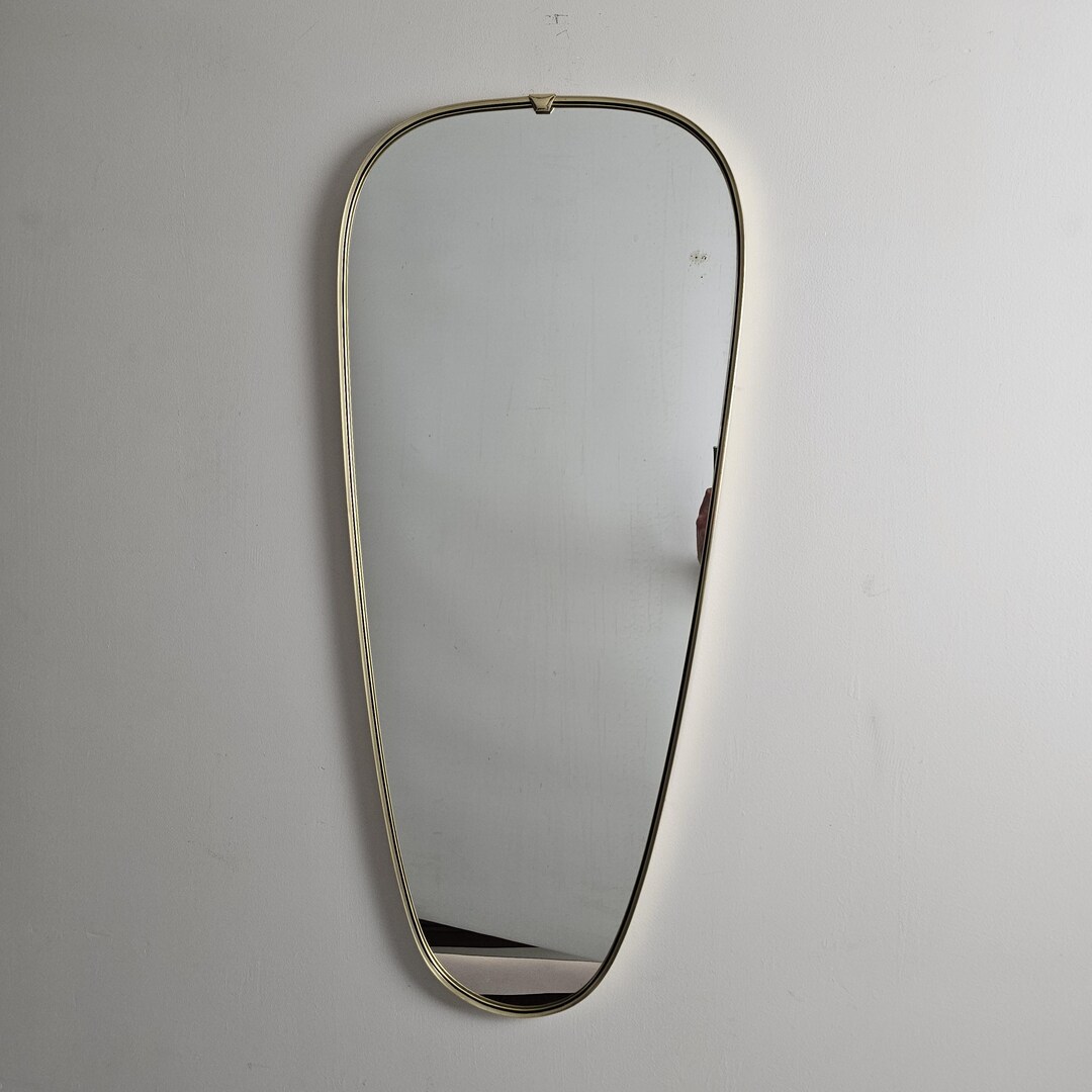 Vintage Mirror From the 50s/60s. Oblong Mirror With Brass Frame. Retro ...