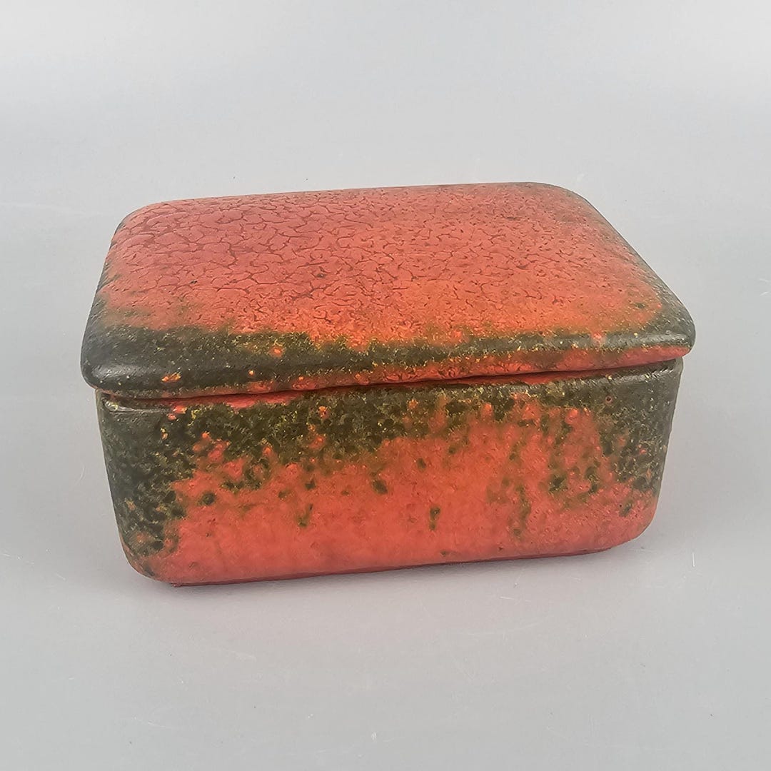 Vintage West German Fat Lava (cigarette) Box / Bowl / Dish. Ruscha, Red ...