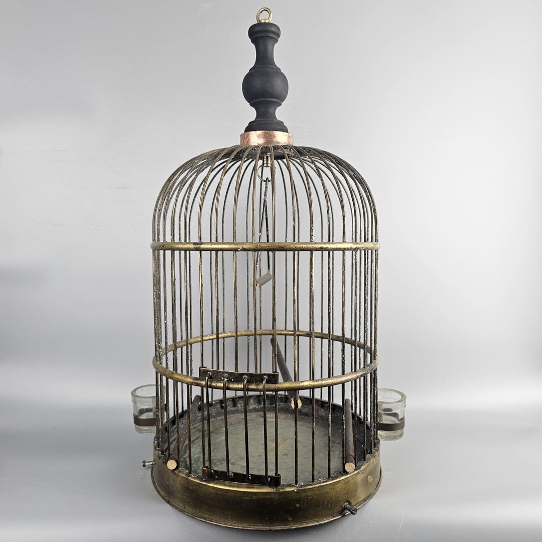 Vintage Bird Cage Made of Brass. Round Bird Cage for Hanging ...