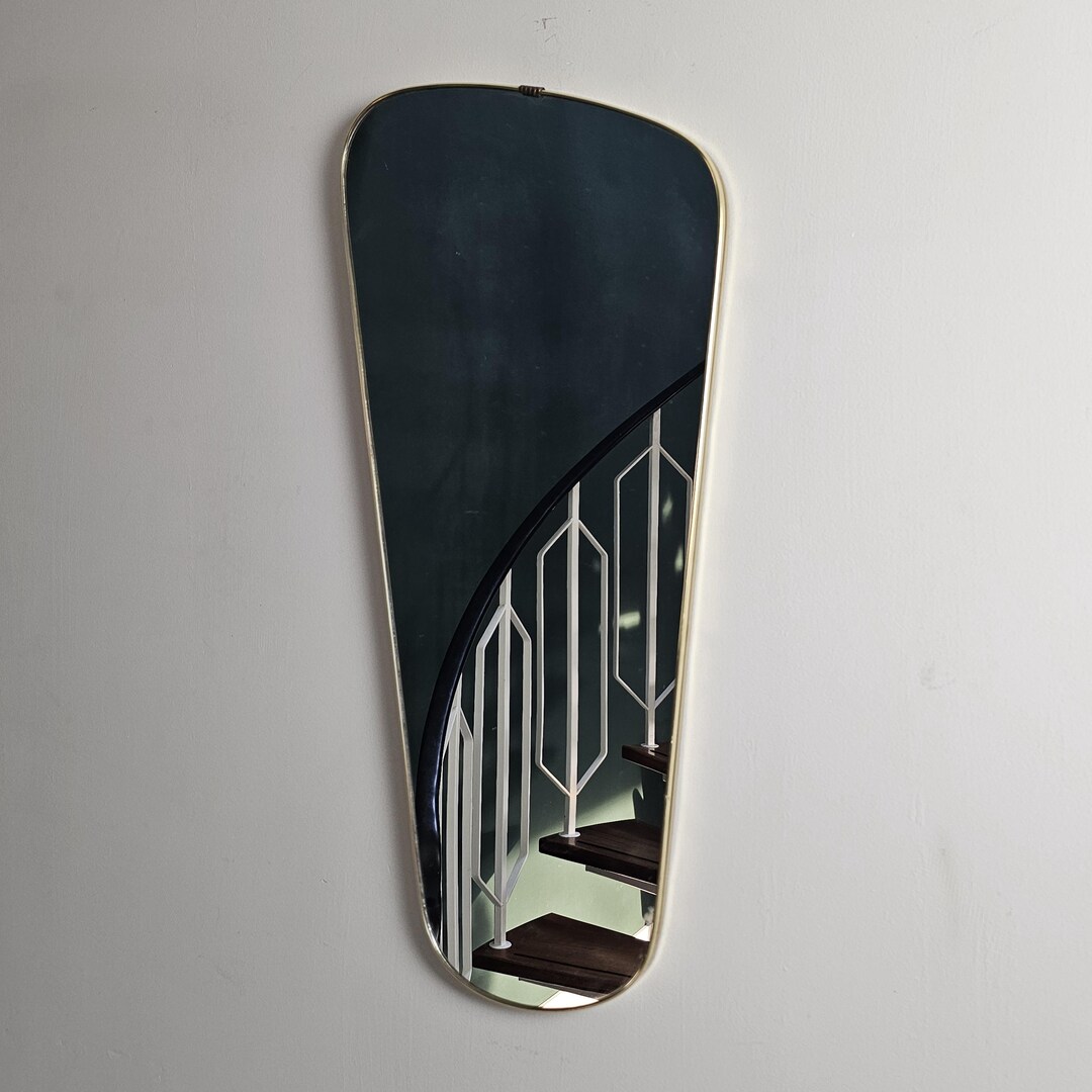 Vintage Mirror From the 50s/60s. Oblong Mirror With Gold-coloured Edge ...
