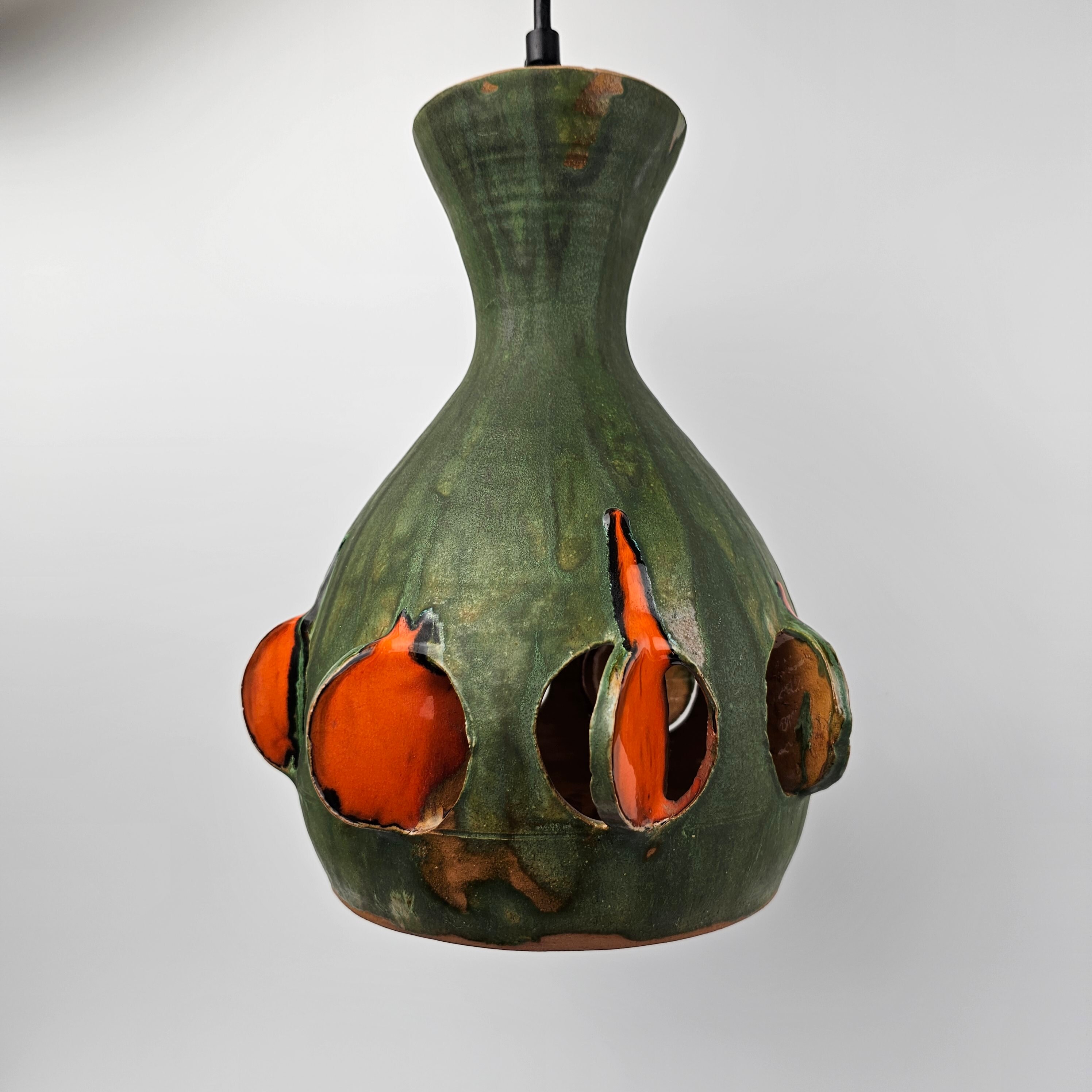 A Beautiful Vintage Hanging Lamp, West German Earthenware. Ceramic ...