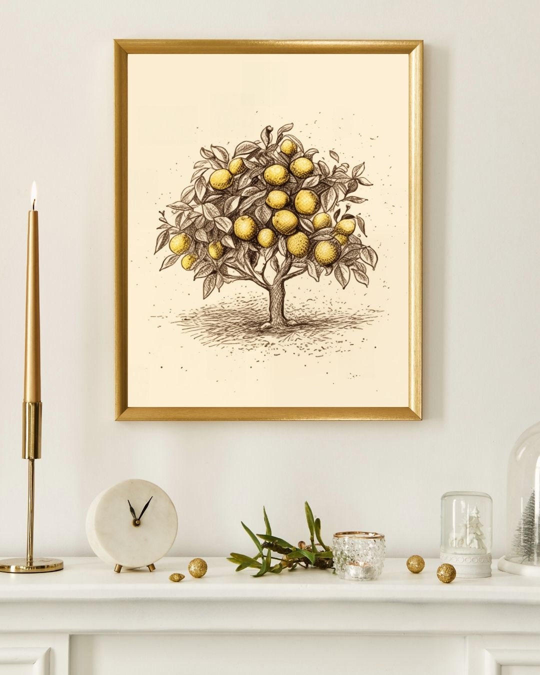 Digital Art: Vintage Lemon Tree, Tranquil Tree, Landscape, Wall Decor ...