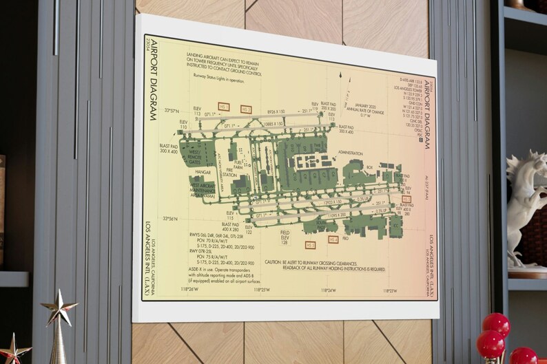LAX Airport Diagram of Los Angeles International Airport Canvas Gallery ...