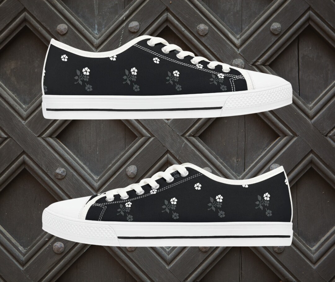 Wednesday Addams Style Women's Low Top Sneakers Gothic Shoes Fashion ...
