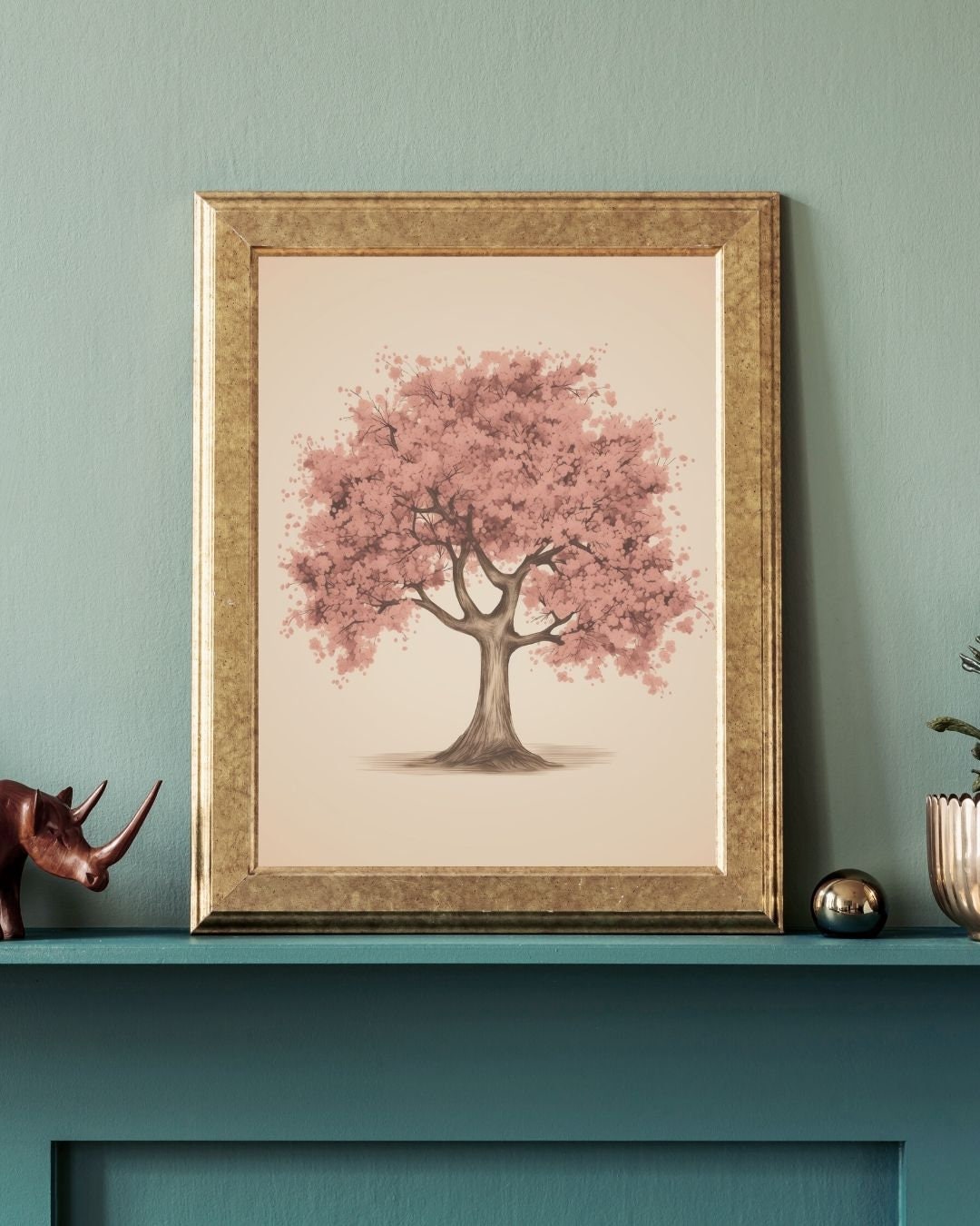 Vintage Cherry Blossom Tree Print, Tranquil Tree, Landscape, Wall Decor ...