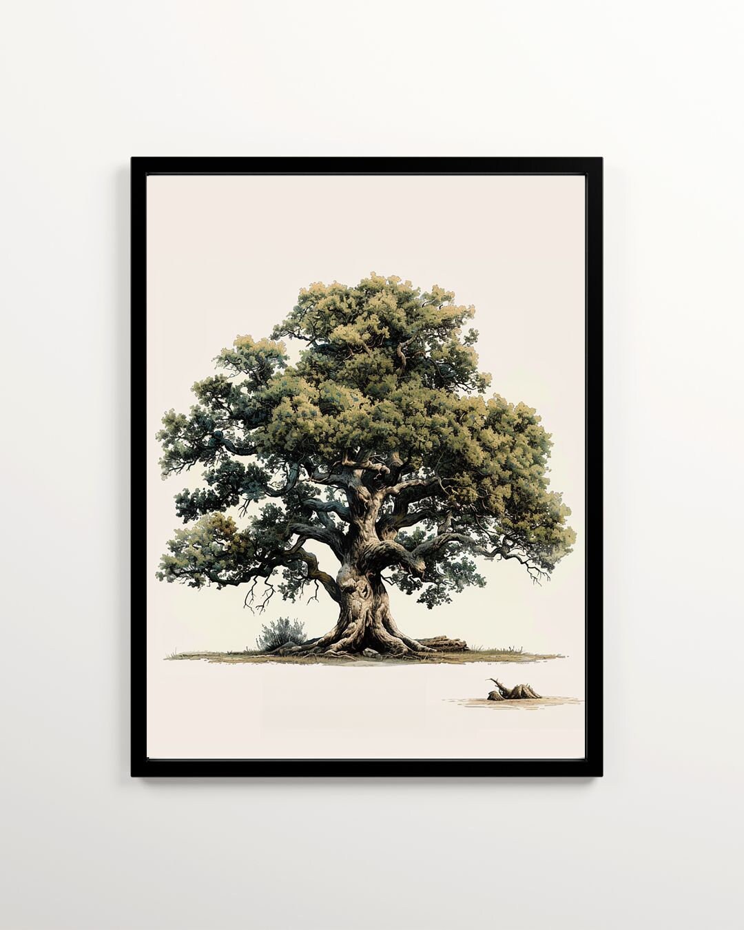 Oak Tree Vintage Print, Tranquil Tree, Landscape, Wall Decor Canvas ...