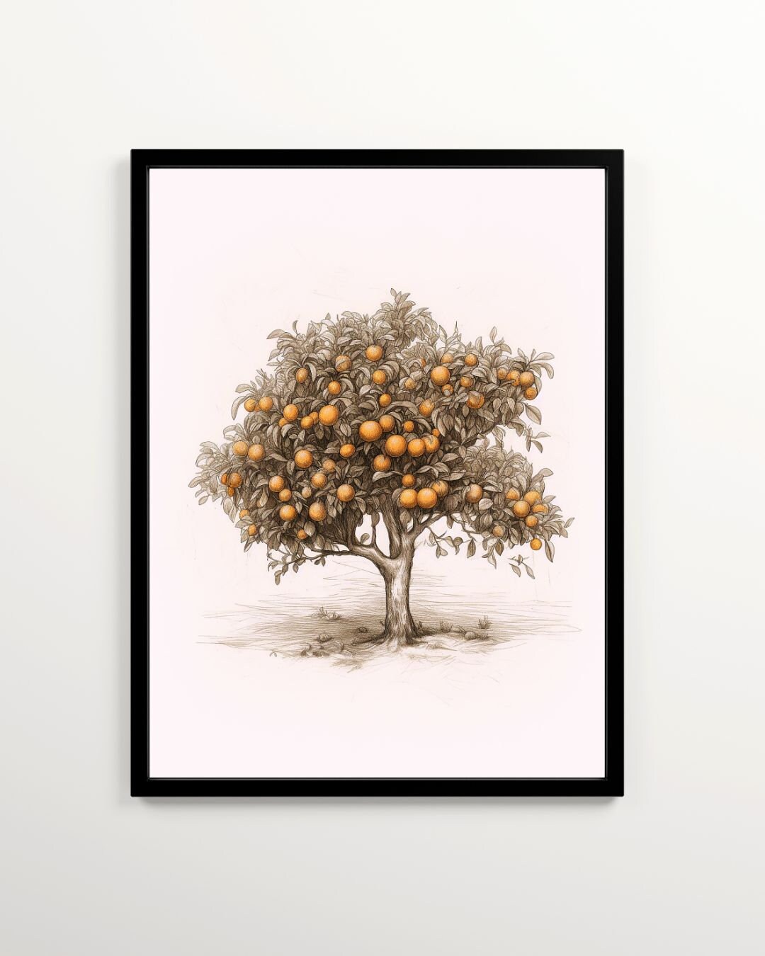 Digital Art: Vintage Orange Tree, Tranquil Orange Tree, Landscape, Wall ...