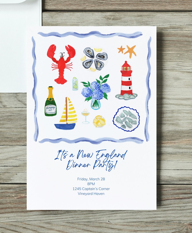 DINNER PARTY INVITE - New England Themed Template for Dinners, Parties ...