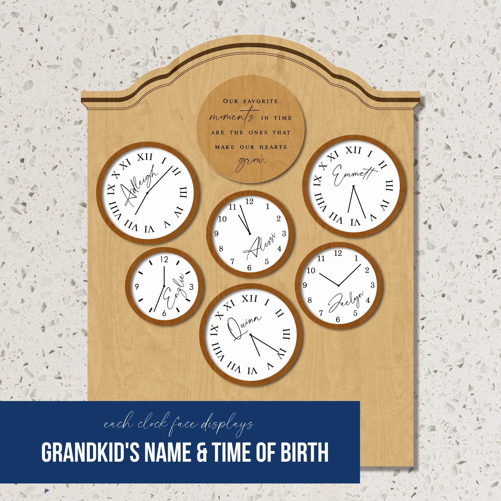 Grandfather Clock - Birth Time Wall Art, Gift for Grandma, Grandpa or ...
