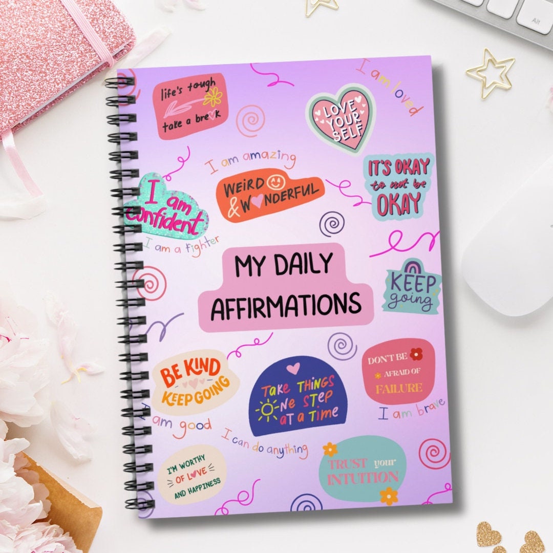 Positive Affirmations Spiral Notebook, Mental Health Gift, Self-care ...