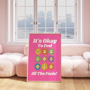 It's Okay to Feel, Emotions Poster, Rainbow Feelings Chart, Therapy Art ...