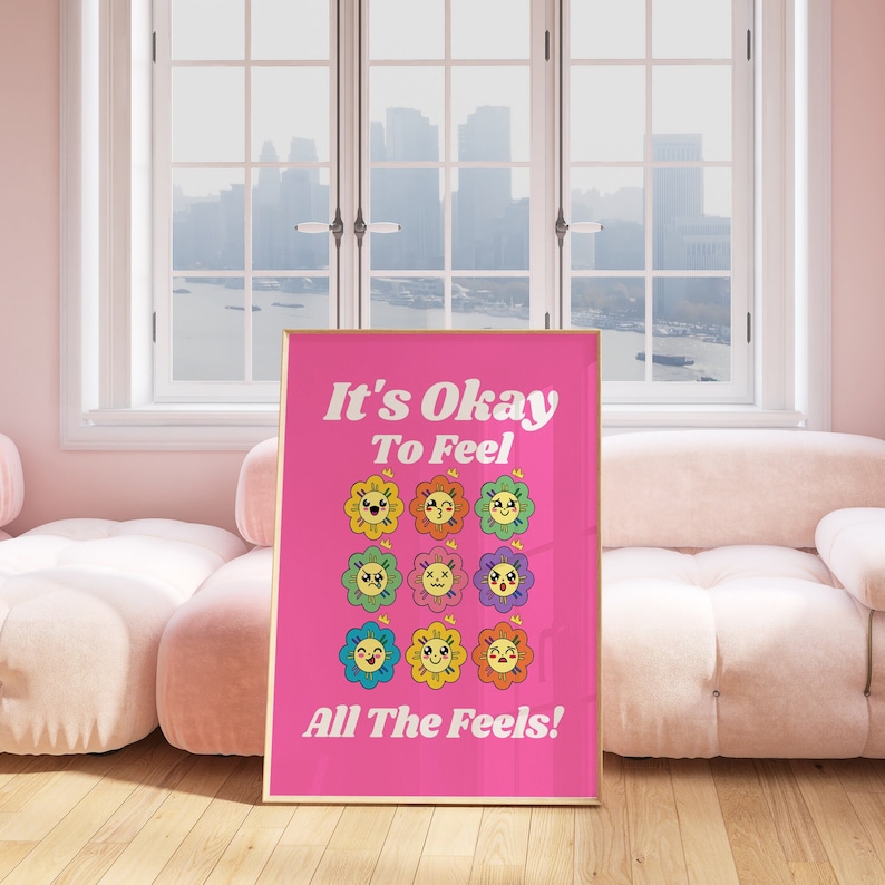 It's Okay to Feel, Emotions Poster, Rainbow Feelings Chart, Therapy Art ...