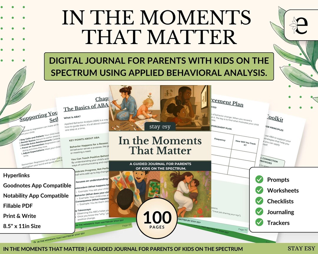 Autism Parent ABA Journal | Behavior Tracker, Self-care (digital ...