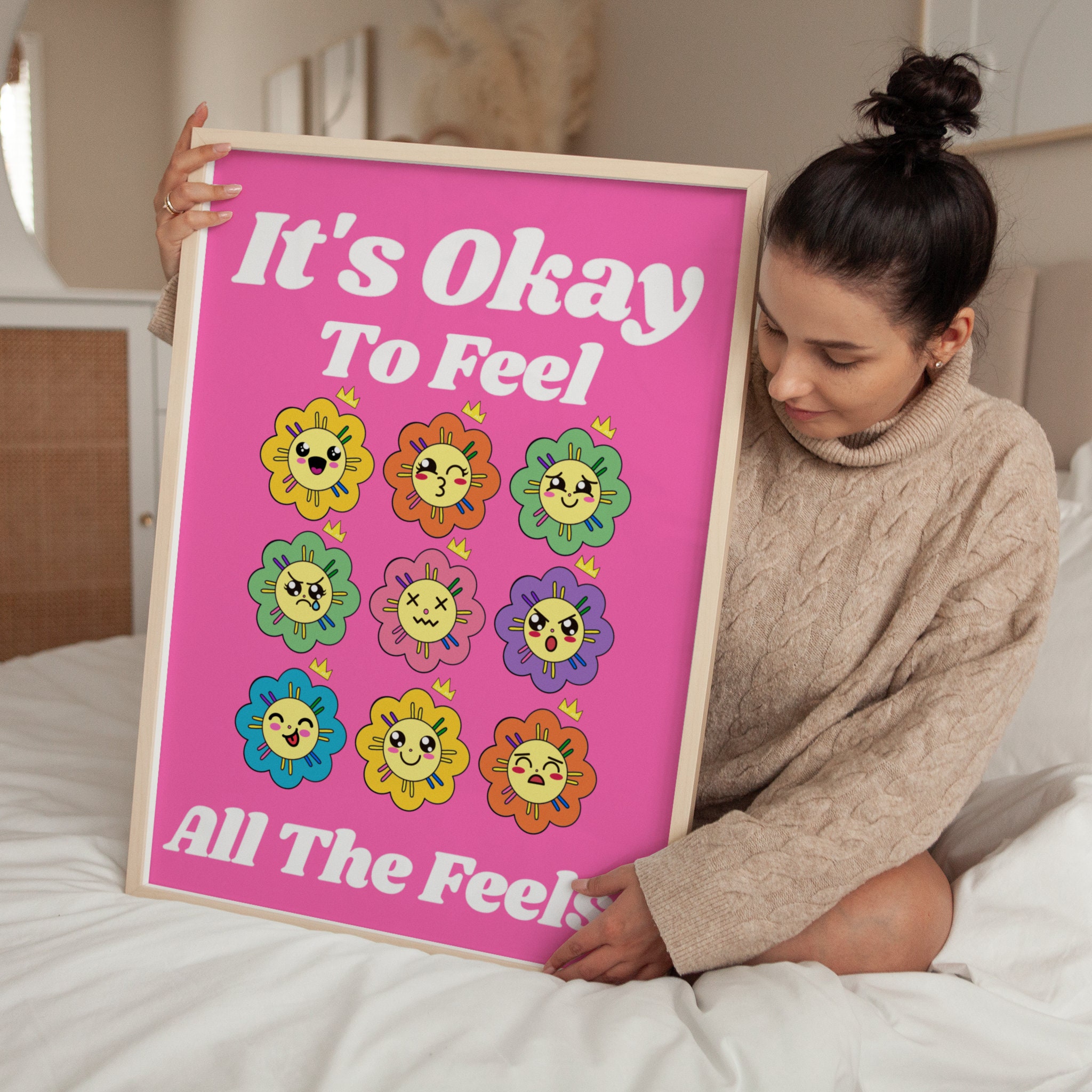 It's Okay to Feel, Emotions Poster, Rainbow Feelings Chart, Therapy Art ...