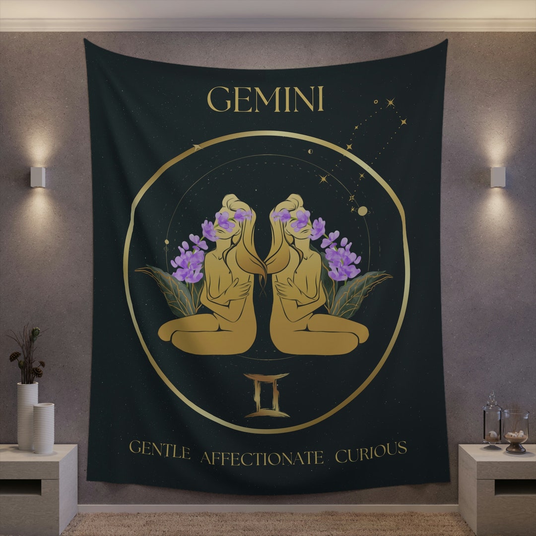 Gemini Tapestry, Celestial Wall Art for Women, Zodiac Sign Tapestries ...