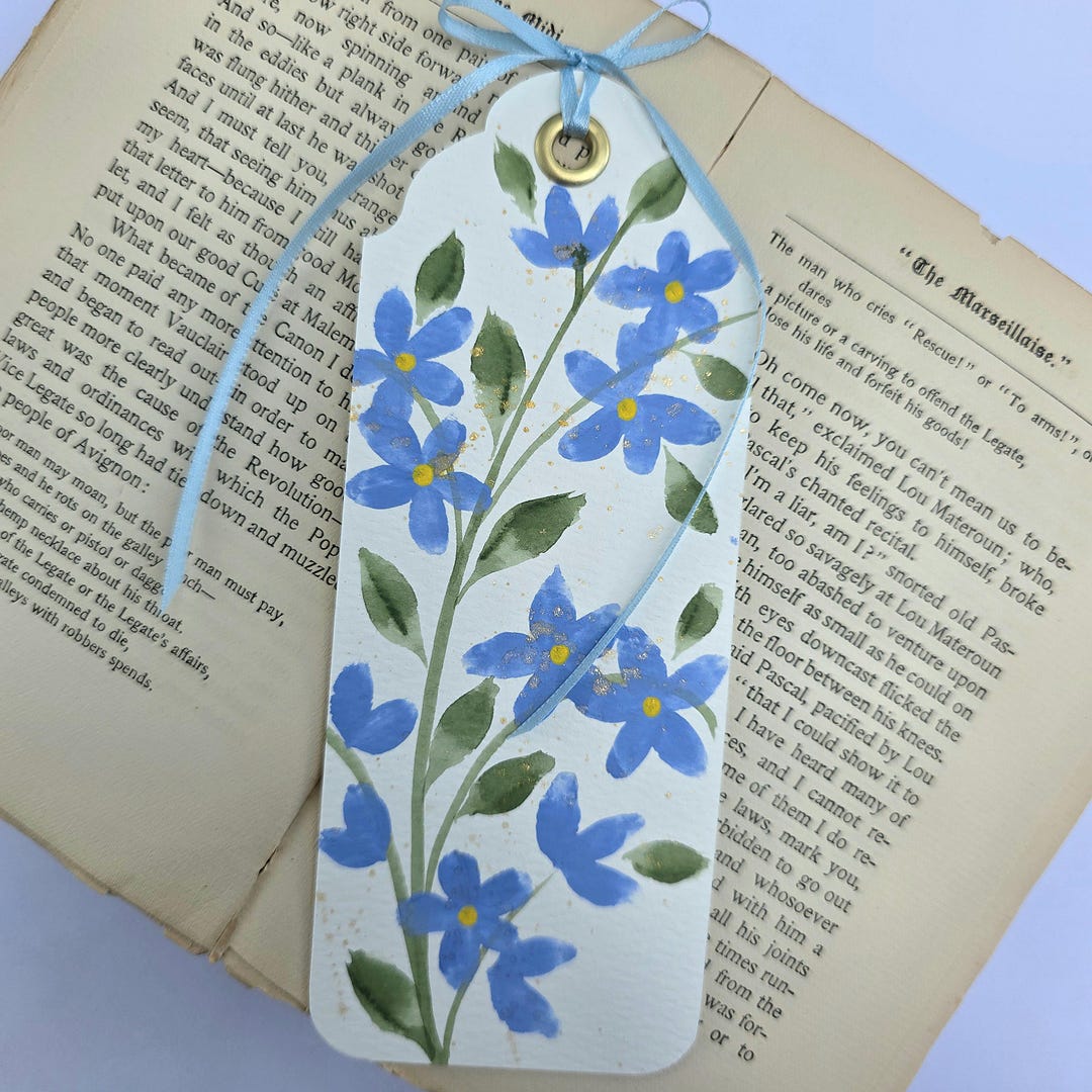 Original Hand-painted Forget-me-not Watercolor Bookmark - Etsy