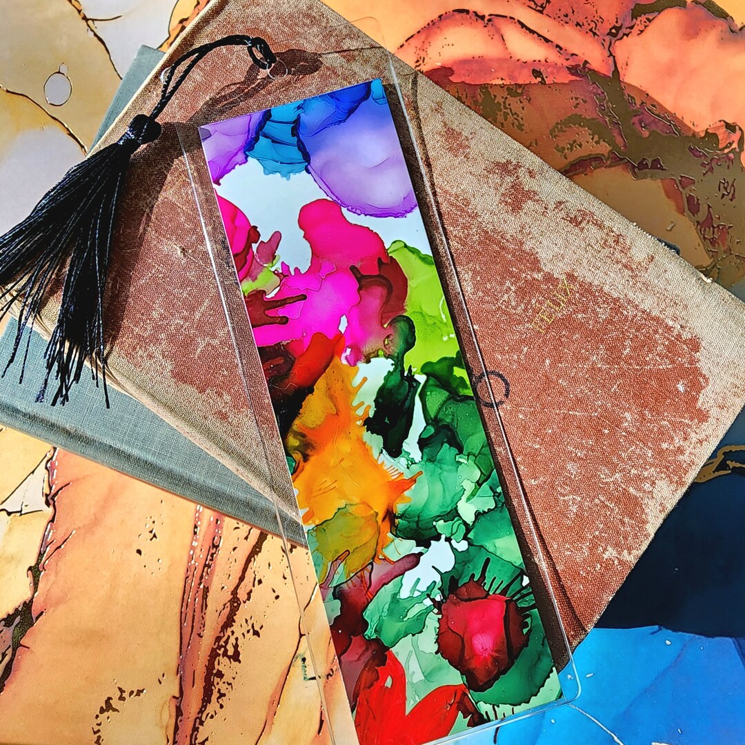Abstract Art Alcohol Ink Bookmark Bookmarks Bookworm Accessories Gifts ...
