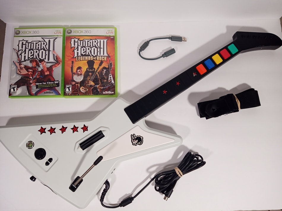Xbox 360 Guitar Hero X-plorer Guitar Wired Controller Bundle With 2 ...