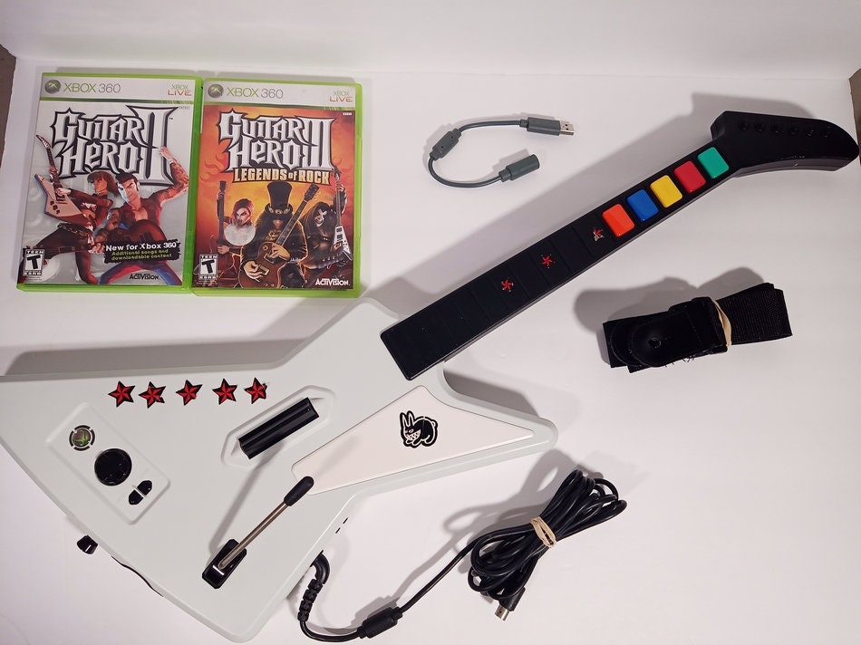 Xbox 360 Guitar Hero X-plorer Guitar Wired Controller Bundle With 2 ...