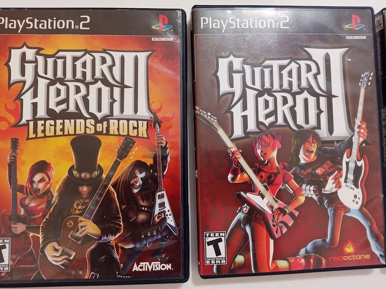 Guitar Hero 3 Legends of Rock PS2 Bundle Guitarra Gibson Red Octane ...