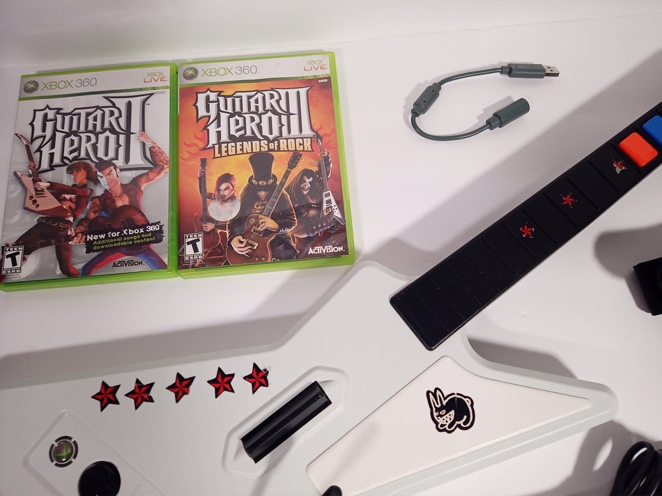 Xbox 360 Guitar Hero X-plorer Guitar Wired Controller Bundle With 2 ...