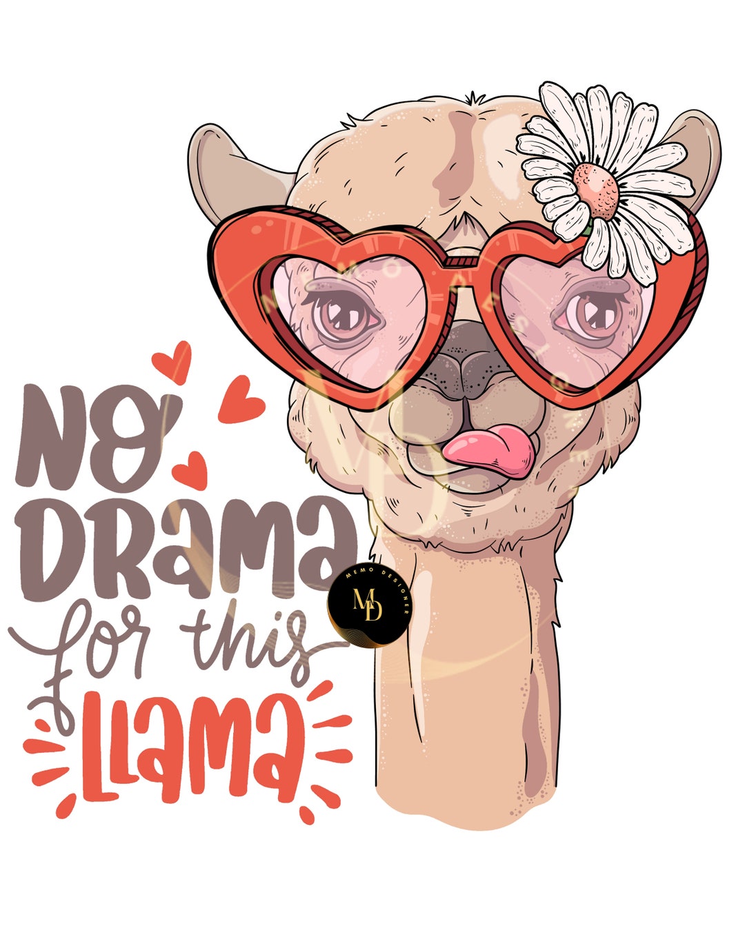 No Drama for This Llama Png, Funny Llama Design for Shirt, Llama Png ...