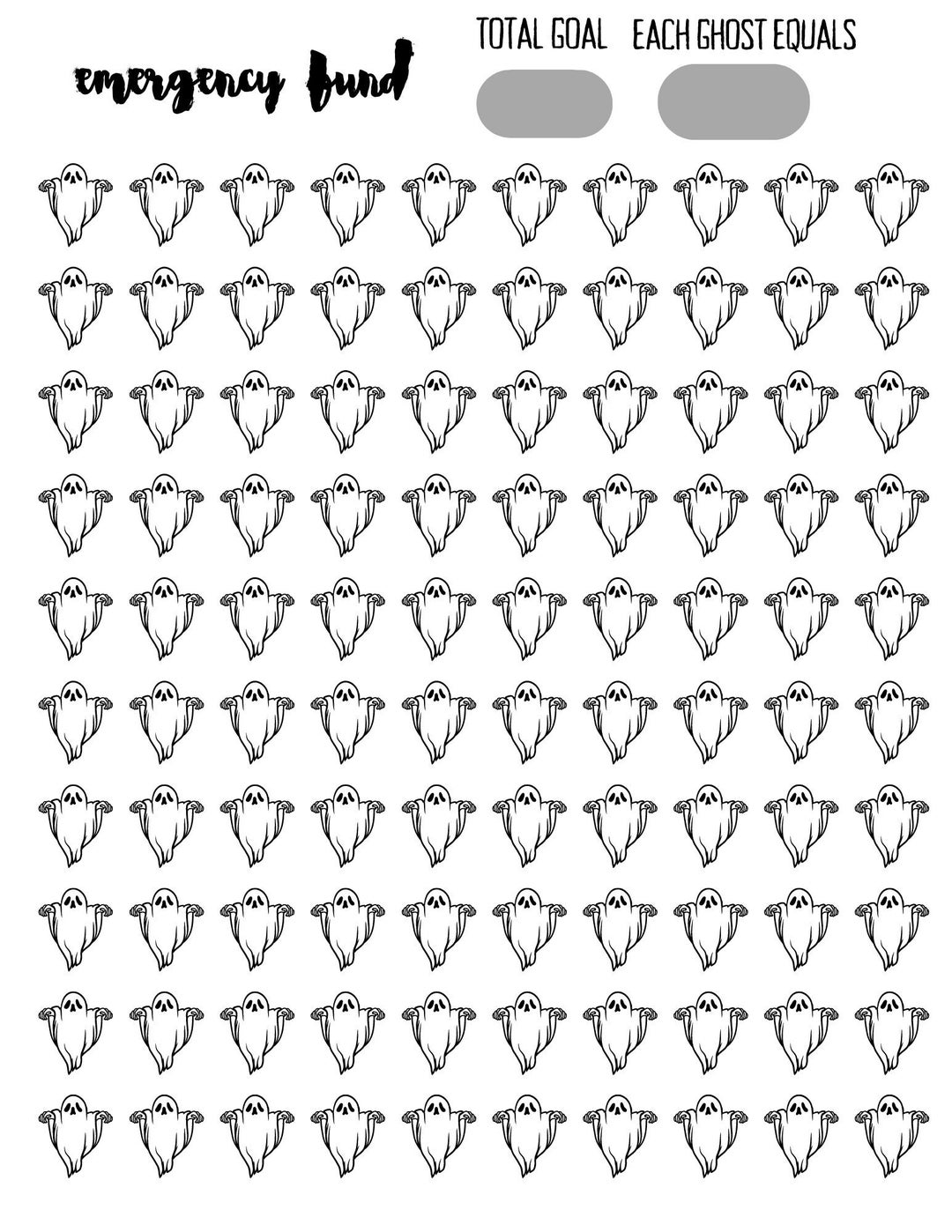 Ghost Emergency Fund Savings Tracker - Etsy