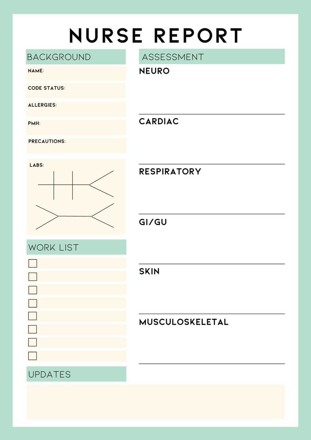 Nursing Report Minimal Template - SVG - Etsy