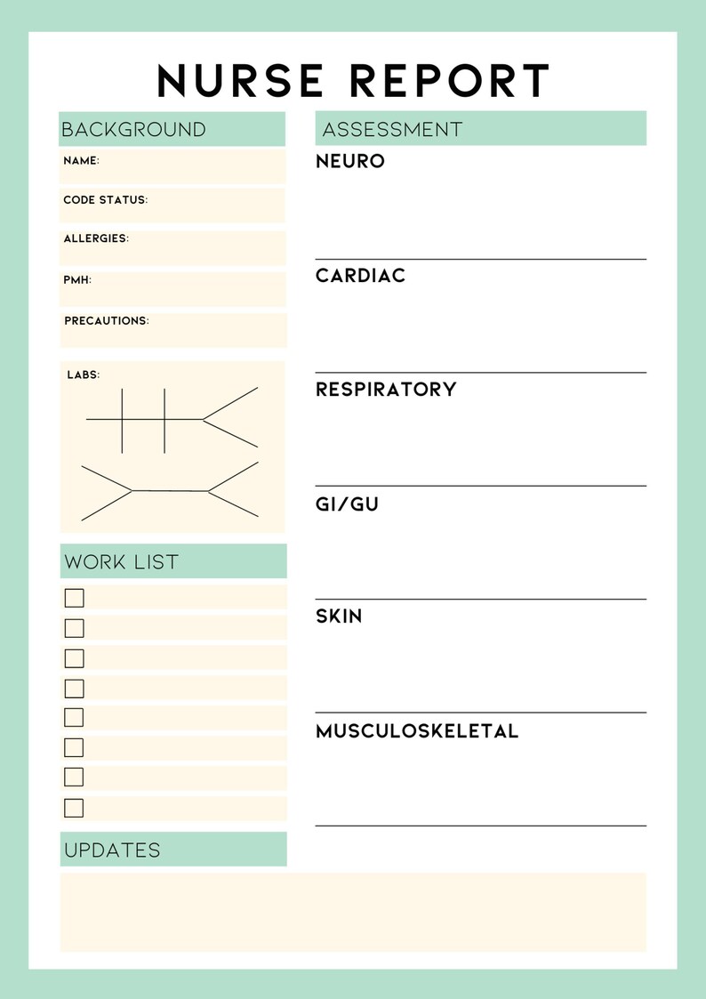 Nursing Report Minimal Template - SVG - Etsy