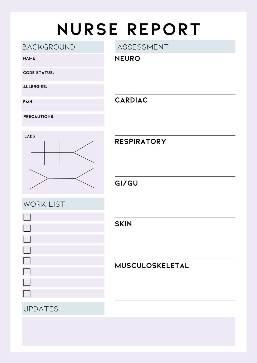 Nursing Report Minimal Template - Svg - Etsy