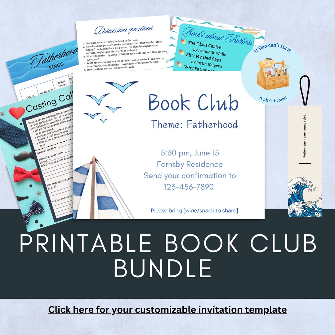 Printable Book Club Starter Bundle Fatherhood Theme - Etsy