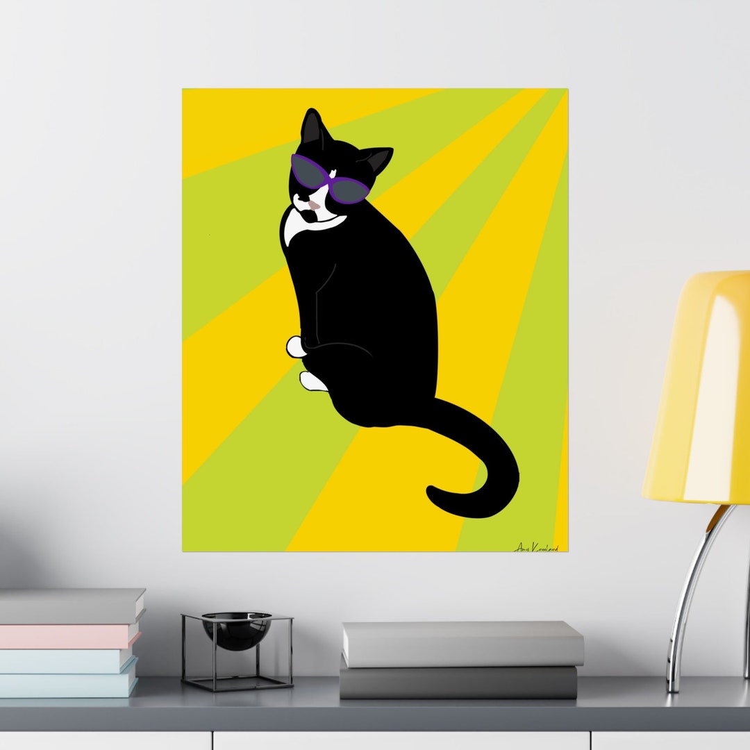 Cool Tuxedo Cat Poster - Etsy