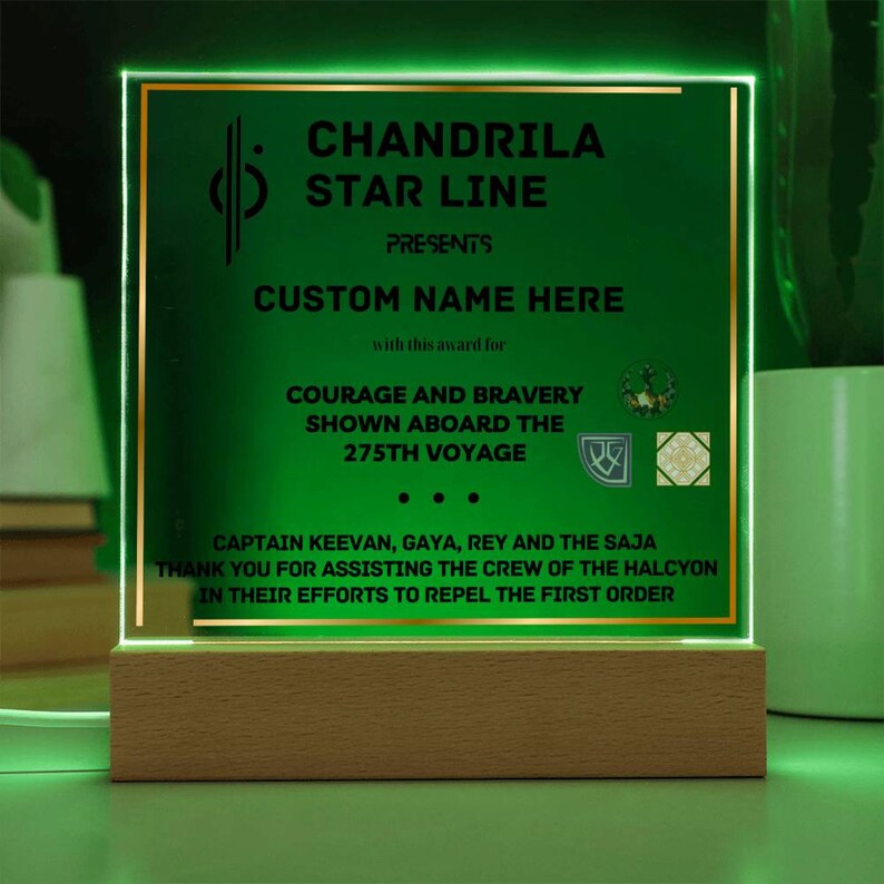 CUSTOM Chandrila Star Line Voyage Joint Good Side Plaque Memorial ...