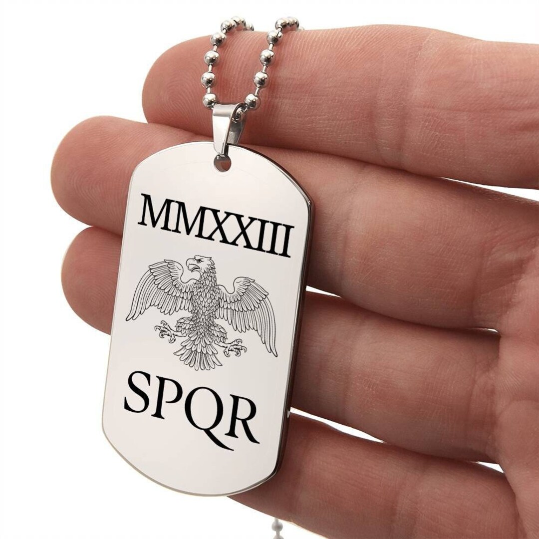 Roma Invicta Roman Empire 2023 SPQR Necklace Gift for Husband Boyfriend Brother Dog Tag Necklace ...