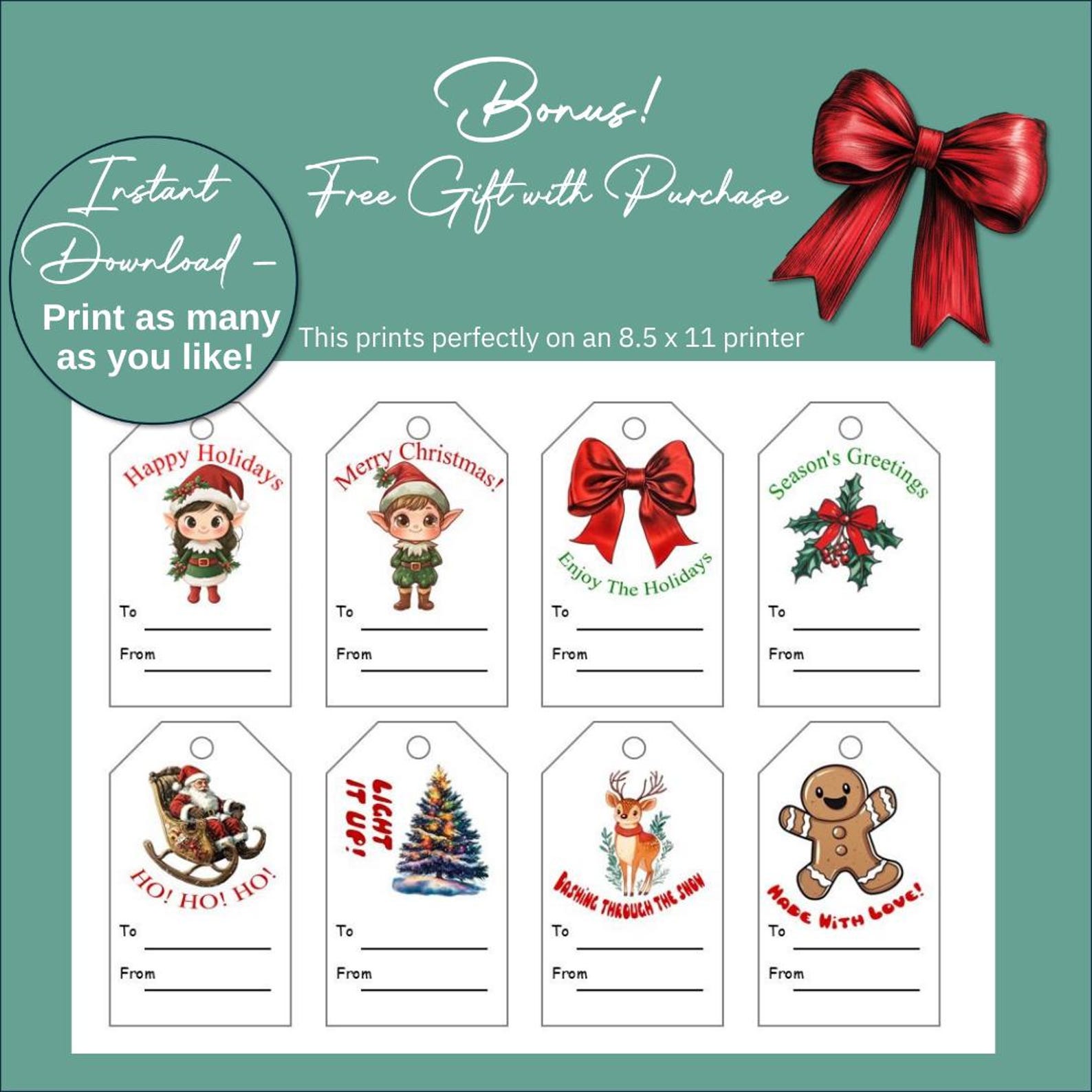 Printable Christmas Daily Planner & Gift Tags Set - Instant PDF and PNG ...