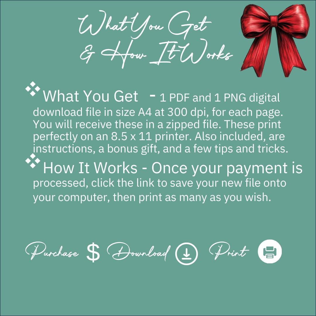 Printable Christmas Daily Planner & Gift Tags Set - Instant PDF and PNG ...