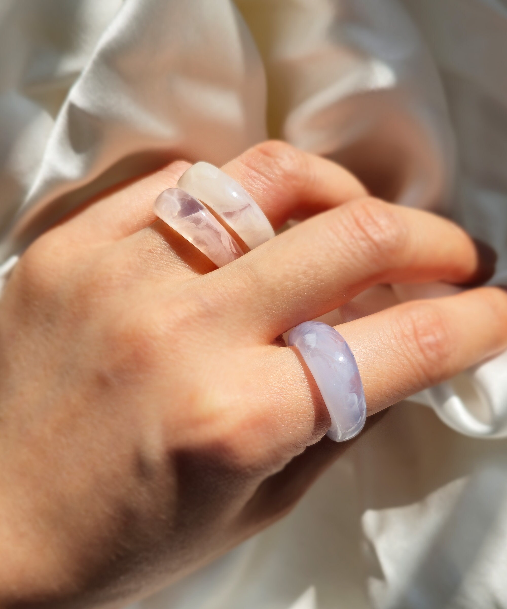 Acrylic Resin Marble Pastel Ring Set by Somese Acrylic Resin Multi Ring ...