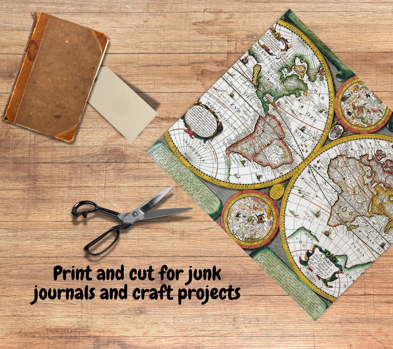 Old Maps Junk Journal Digital Papers | 15 Pack Bundle | Old World ...