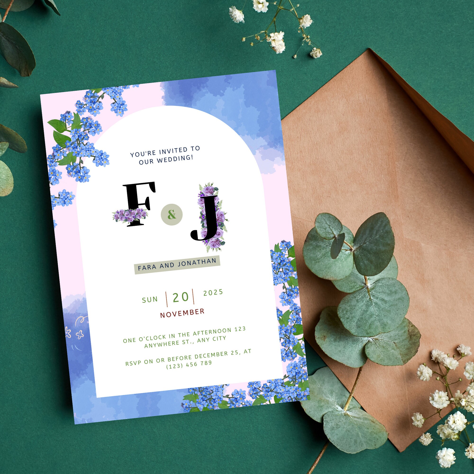 Printable Wedding Invitation Template, Printable Editable Wedding ...