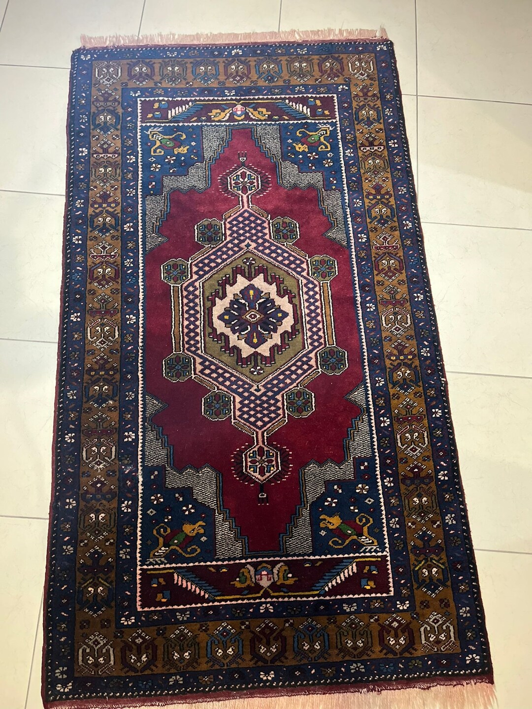 102185 Cm Halı Eski Halı Eski Halı Kırmızı El Dokuması Eski - Etsy