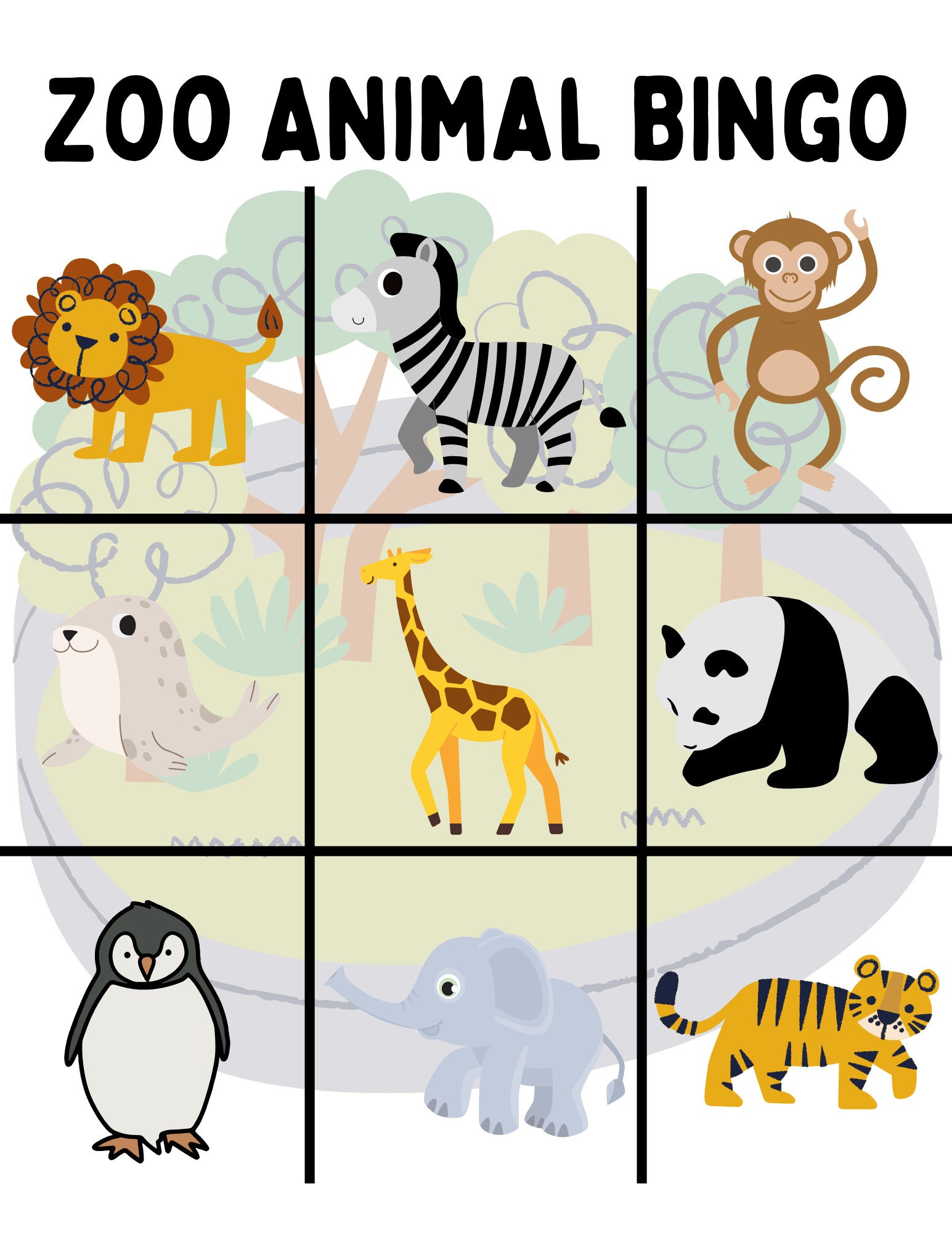 Kids Educational Zoo Animal Bingo Speech Language Therapy Printable - Etsy