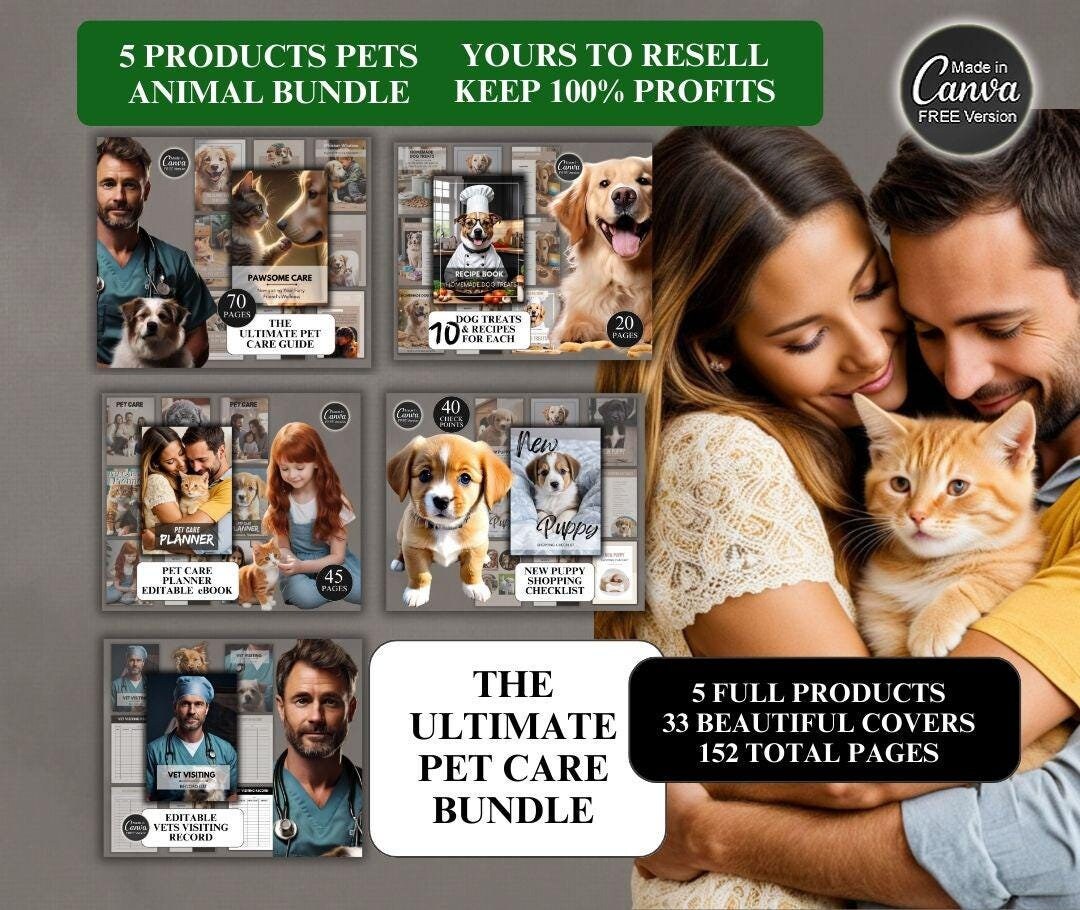 Editable Pets and Animals Care Bundle | Master Resell Rights & Private ...